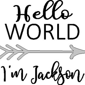 Personalized Hello World With Arrow and Childs Name New Baby Bodysuit ...