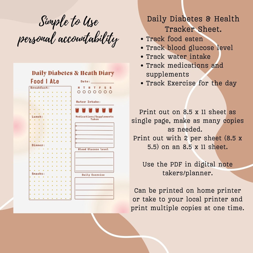 Printable Digital Download | Diabetes Health Tracker | Instant Download ...