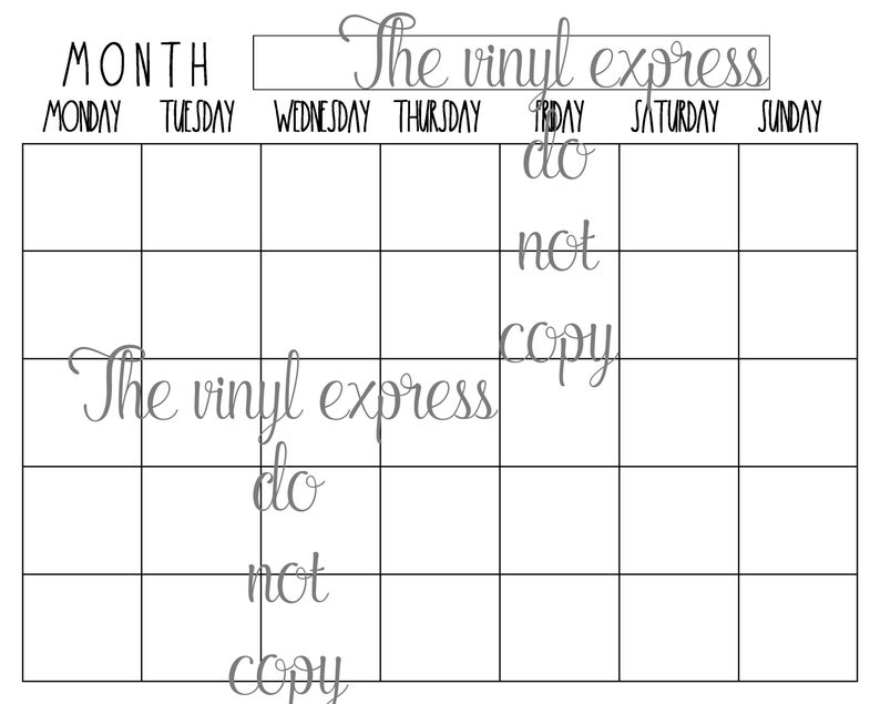 Monday Start Printable Digital Download Blank Calendar Rae - Etsy