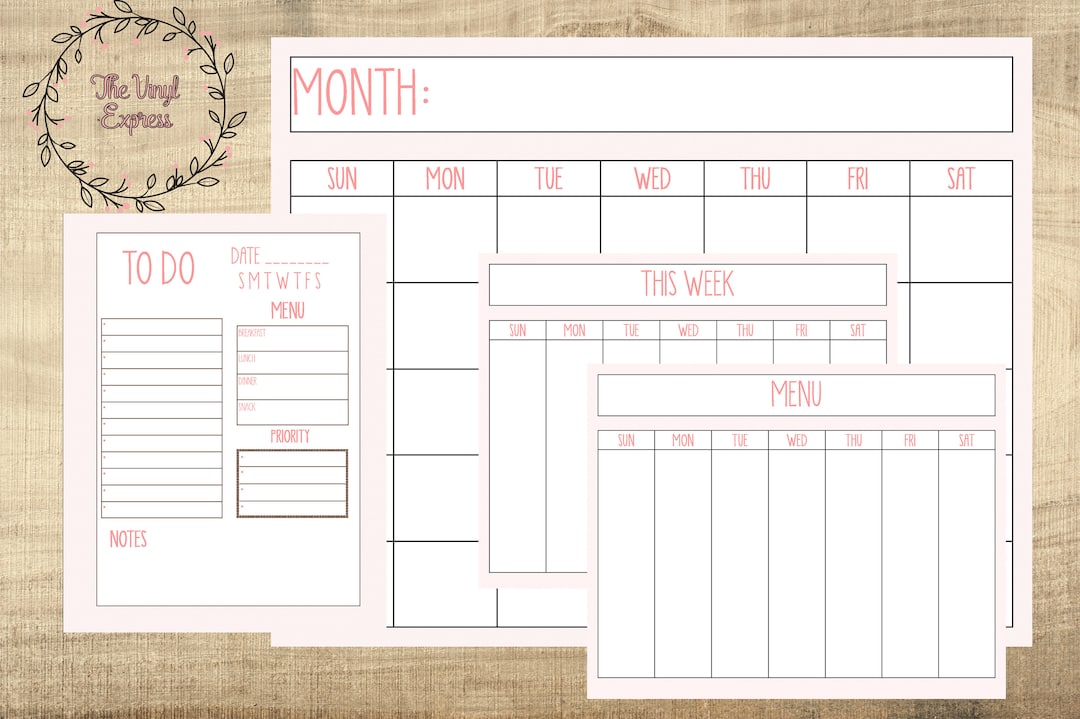 Printable Digital Download Perpetual Blank Calendar Set | Skinny Font ...