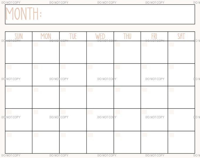 Printable Digital Download Perpetual Blank Calendar - Etsy
