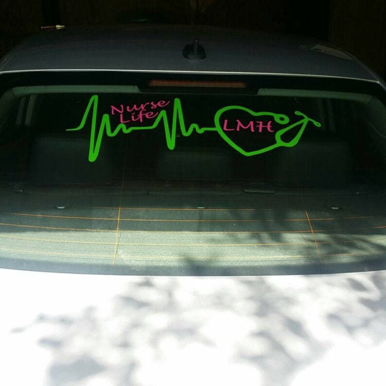 Custom Nurse Life Car Window Decal With EKG Heart Beat Leave Message ...