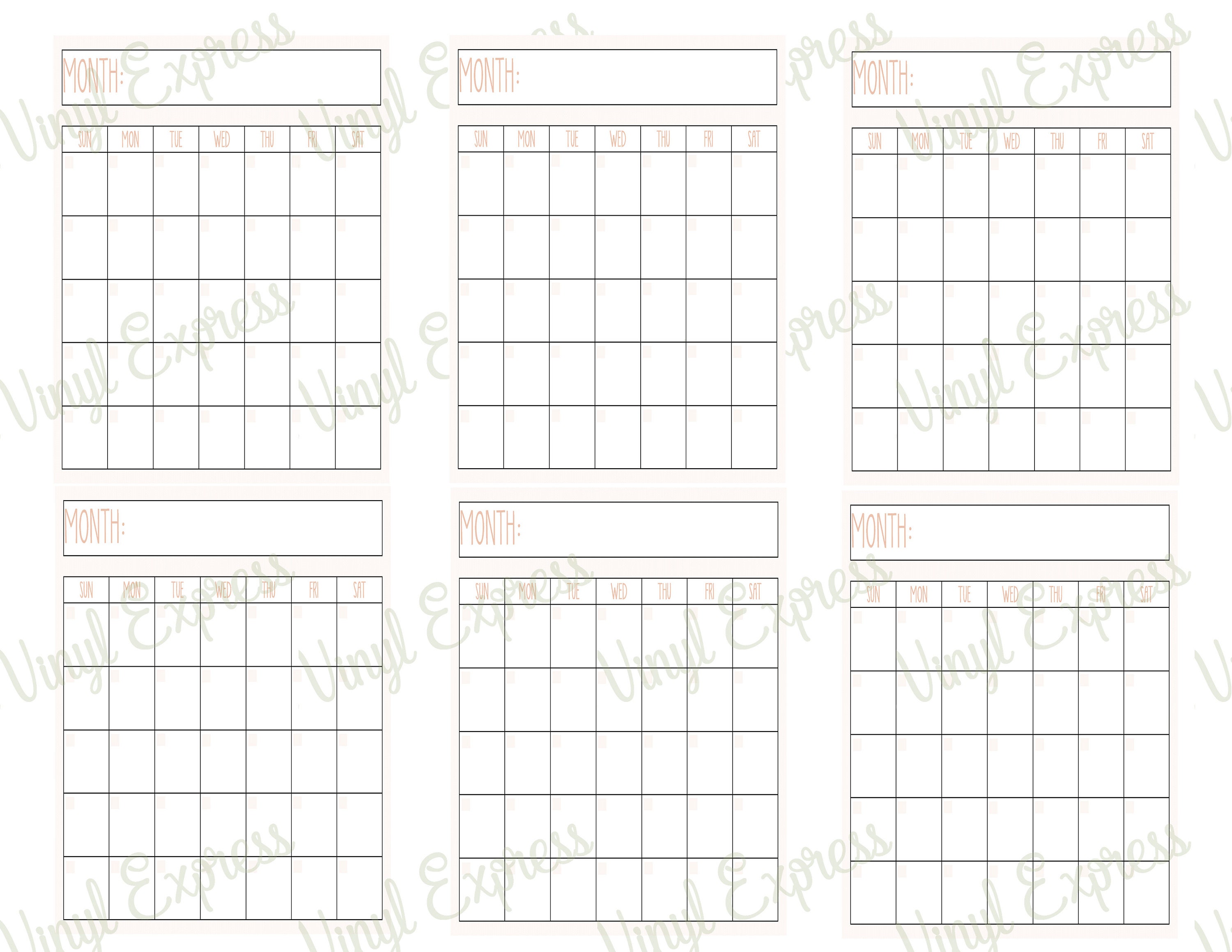 Printable Digital Download Perpetual Blank Calendar 6 up per - Etsy Canada