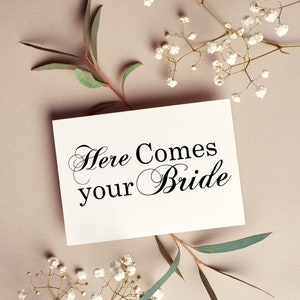 Printable Here Comes Your Bride | Wedding Sign | PDF or PNG | Elegant ...