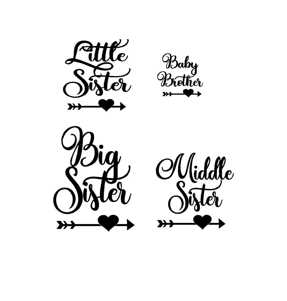 Big Sister Middle Sister Little Sister Baby Brother in | Etsy