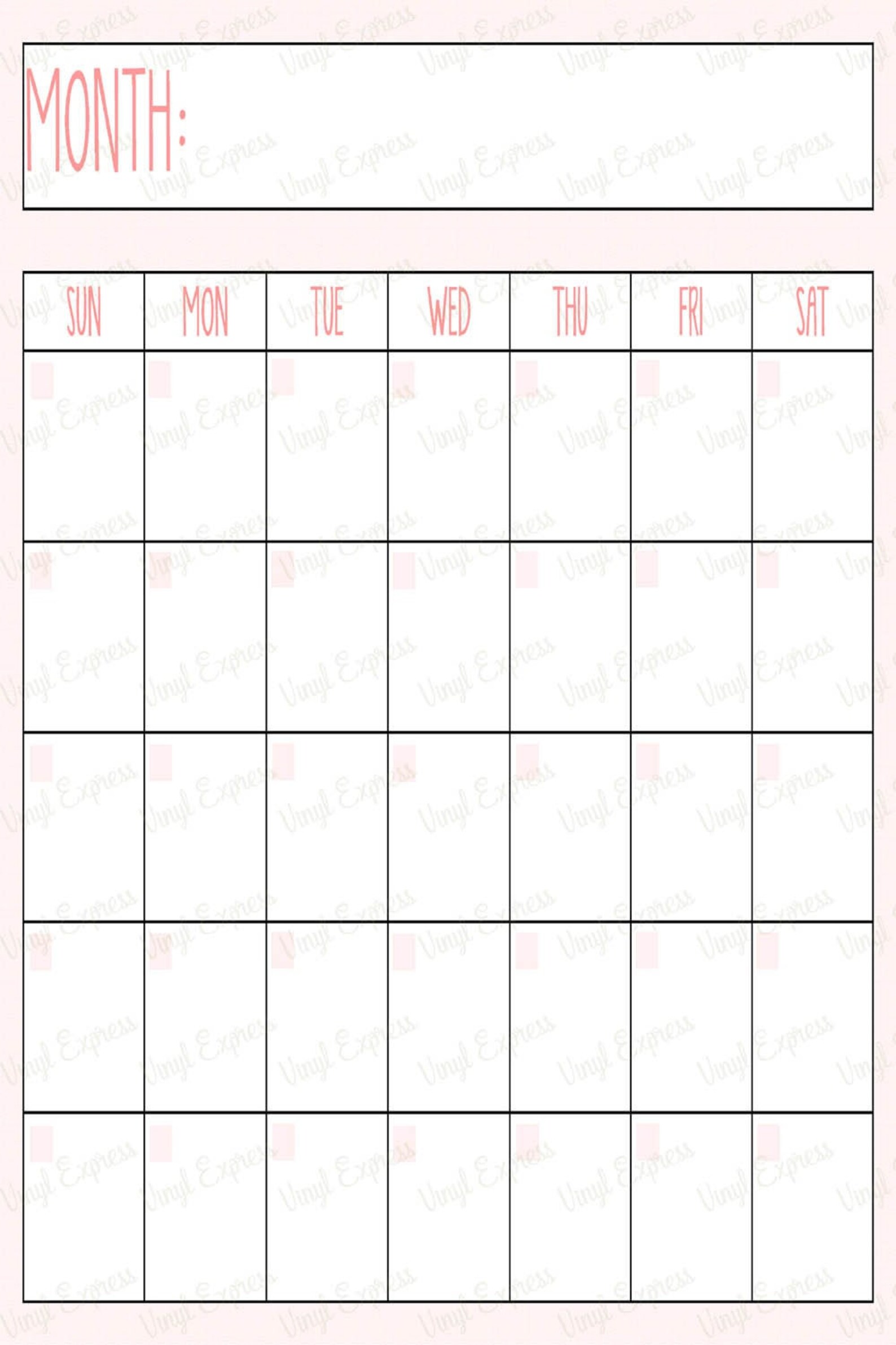 Printable Digital Download Perpetual Blank PORTRAIT Calendar - Etsy