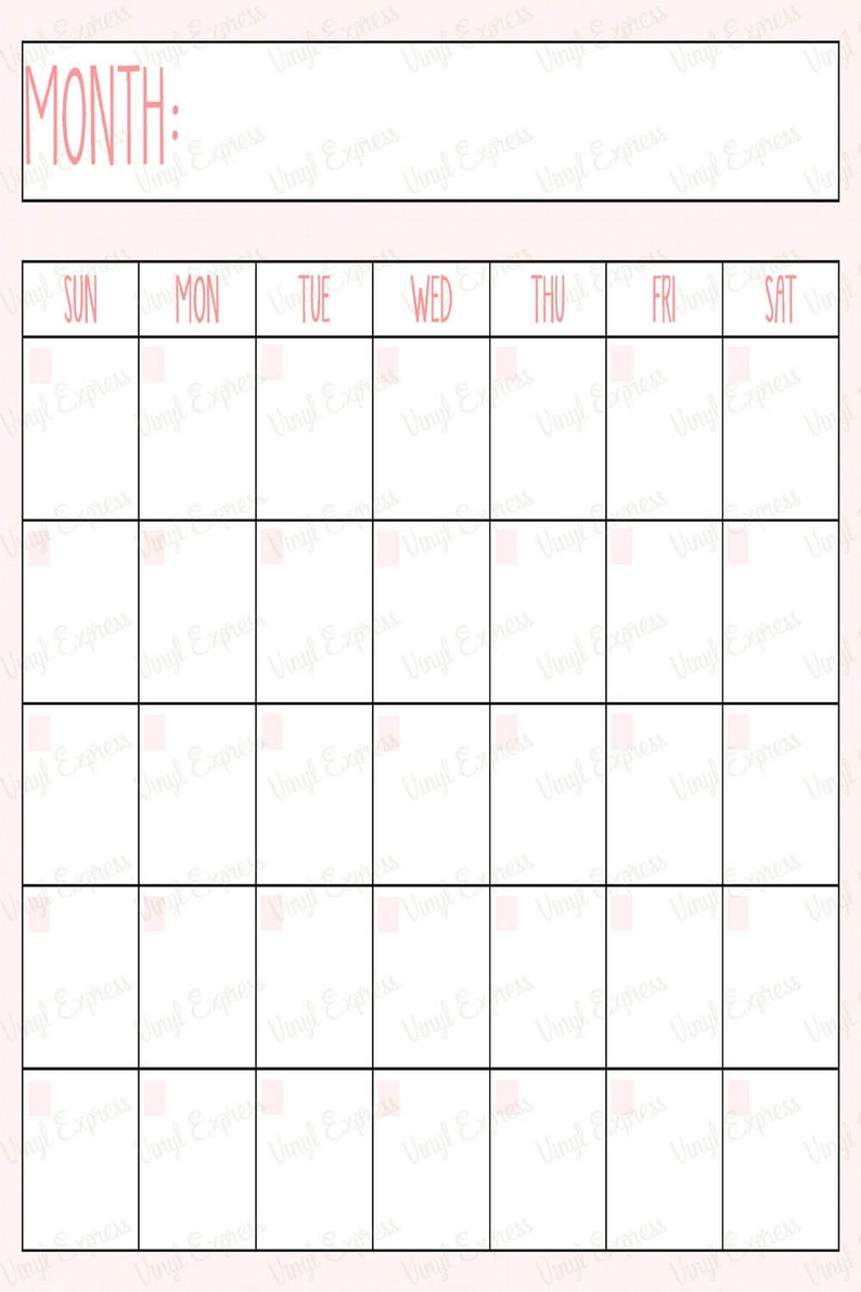Printable Digital Download Perpetual Blank PORTRAIT Calendar | Rae Dunn ...