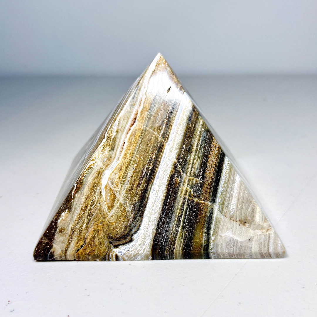 Large Ribbon Jasper Pyramid Centerpiece – Earthy Layered Stone With ...