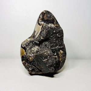 Large Black Septarian Dragon Stone Freeform With Crystal Accents – 11.3 ...