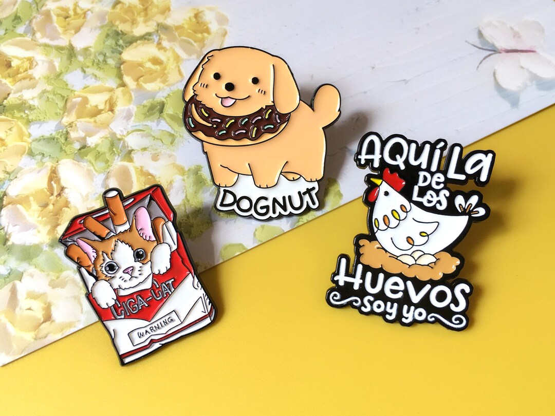 Funny Cat Dog Chicken Enamel Pin / Cute Pin Badge / Lapel Pin / Collar ...