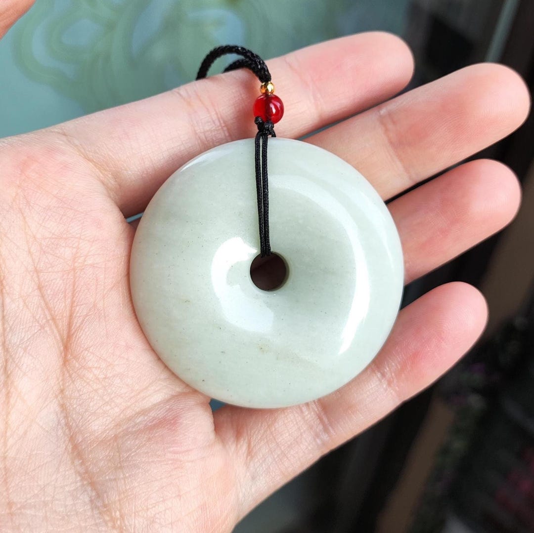 Large Round Green Jadeite Pendant, Natural Jadeite Pendant Necklace ...