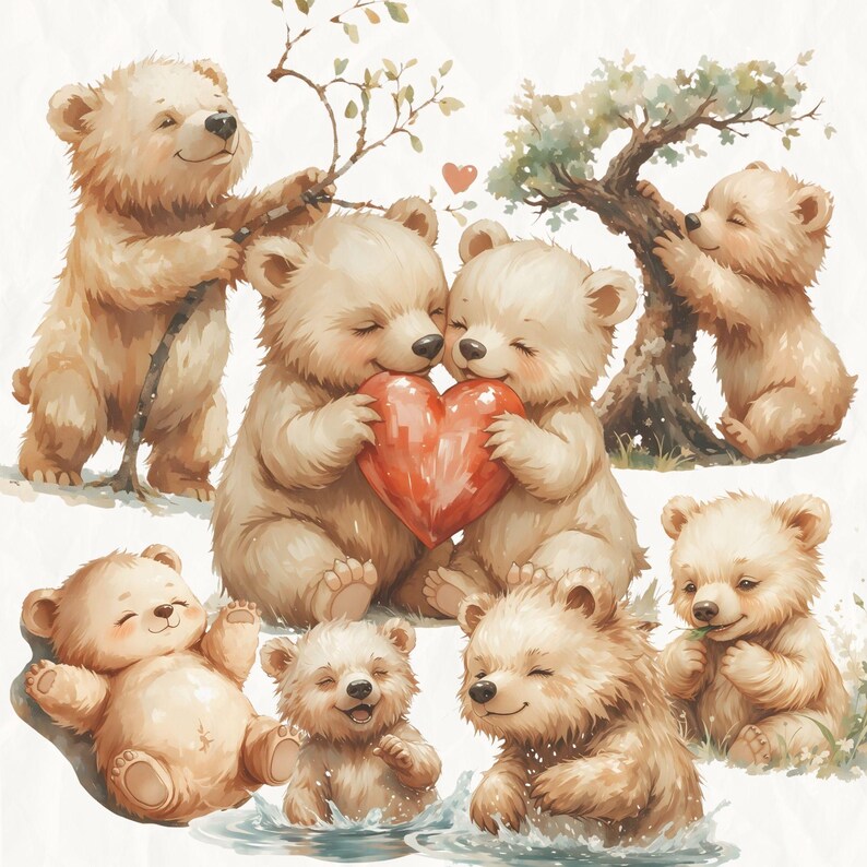 Cute Bear Clipart Set - High Resolution - Ready for Crafting ...