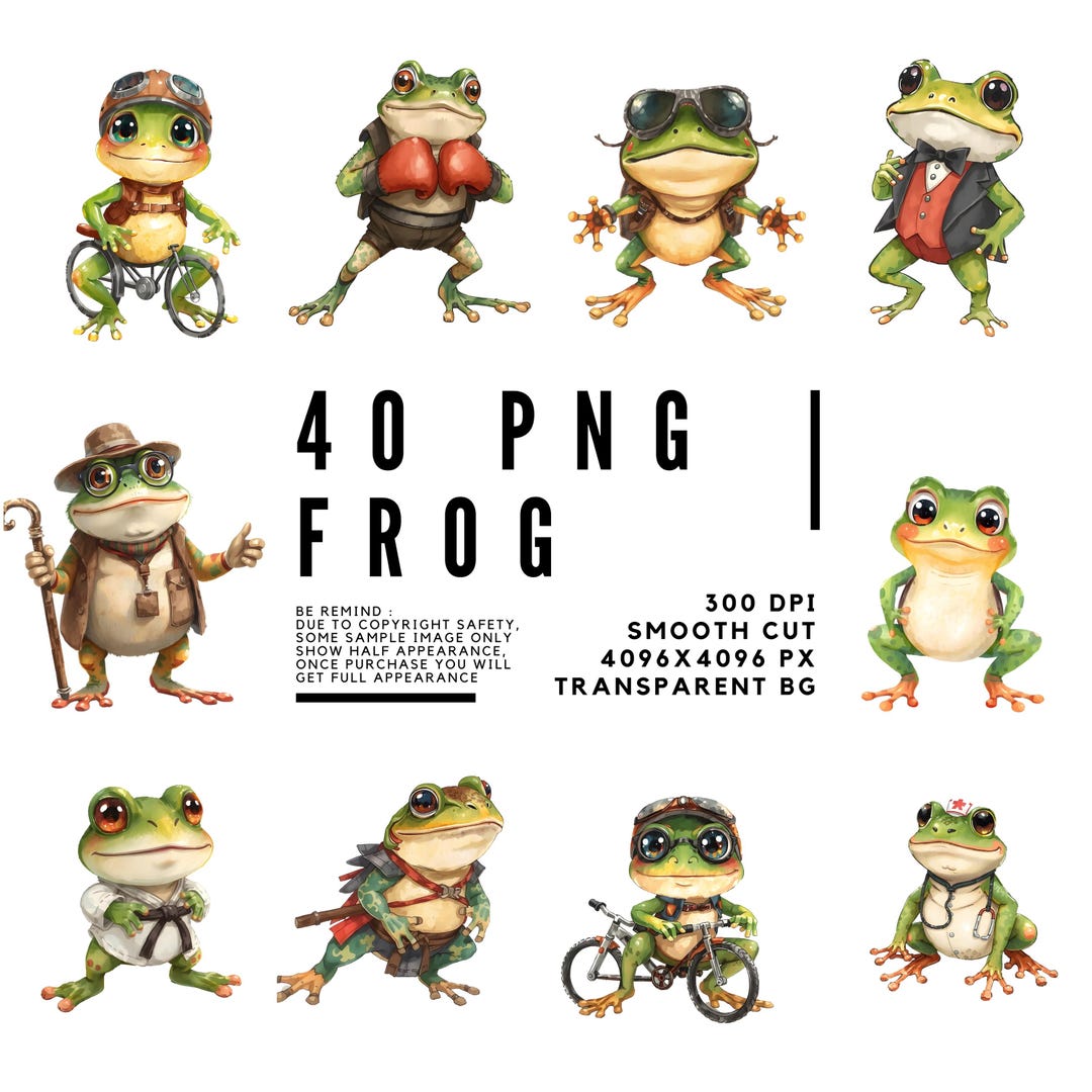 Frog Clipart Bundle for Printing 100 High-quality PNG Files 300 DPI ...