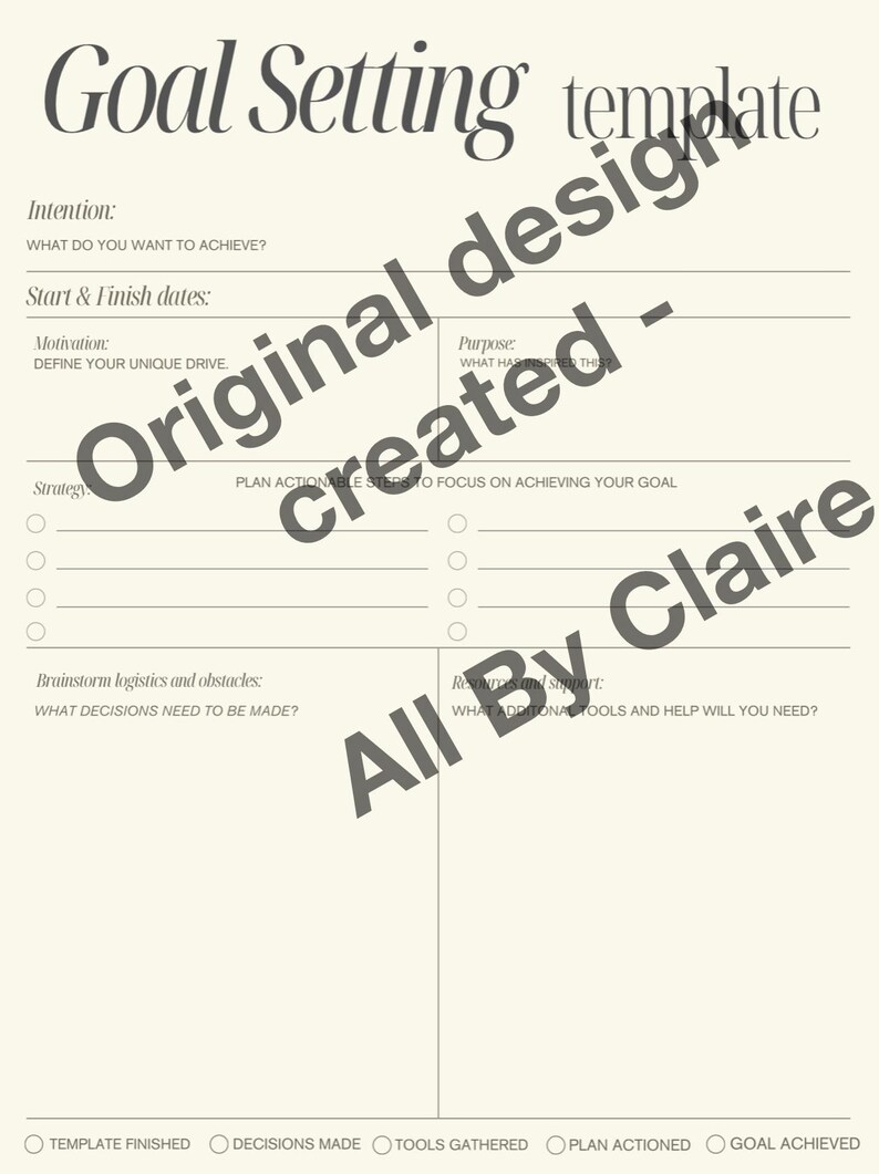 Goal Setting Template - Etsy