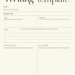 Writing Planner - Etsy
