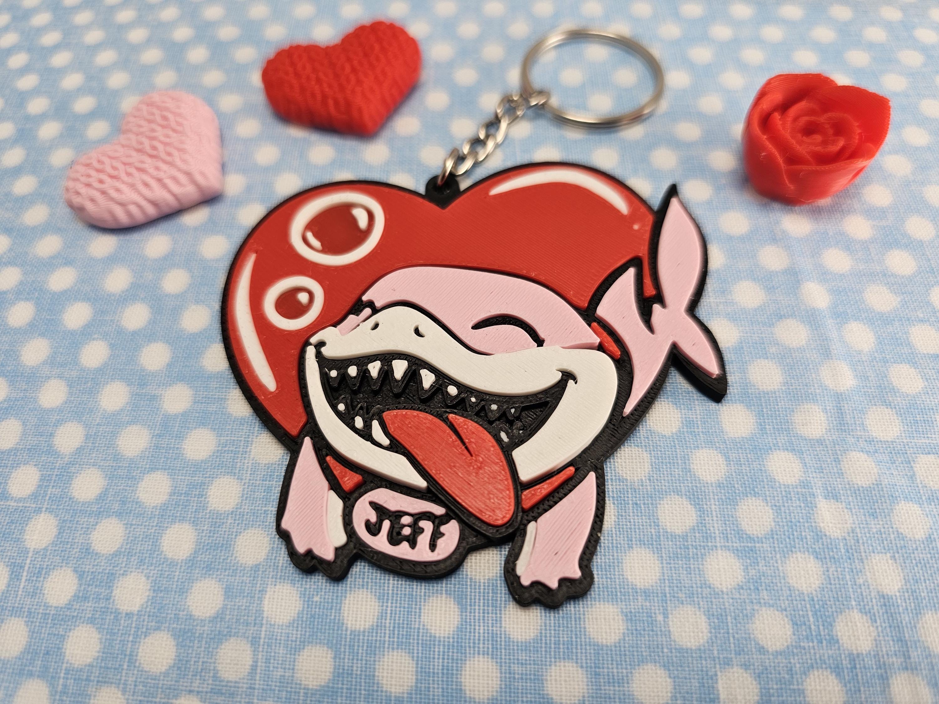 Jeff the Shark Heart Rivals 3D Anime Valentine's Keychain - Etsy