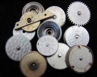 12 Antique Vintage Clock Watch Parts Cogs Gears Assemblage | Etsy