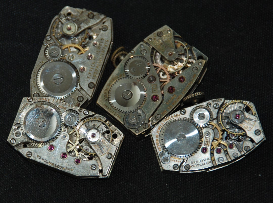 Vintage Antique Rectangle Watch Movements Steampunk Altered Art ...