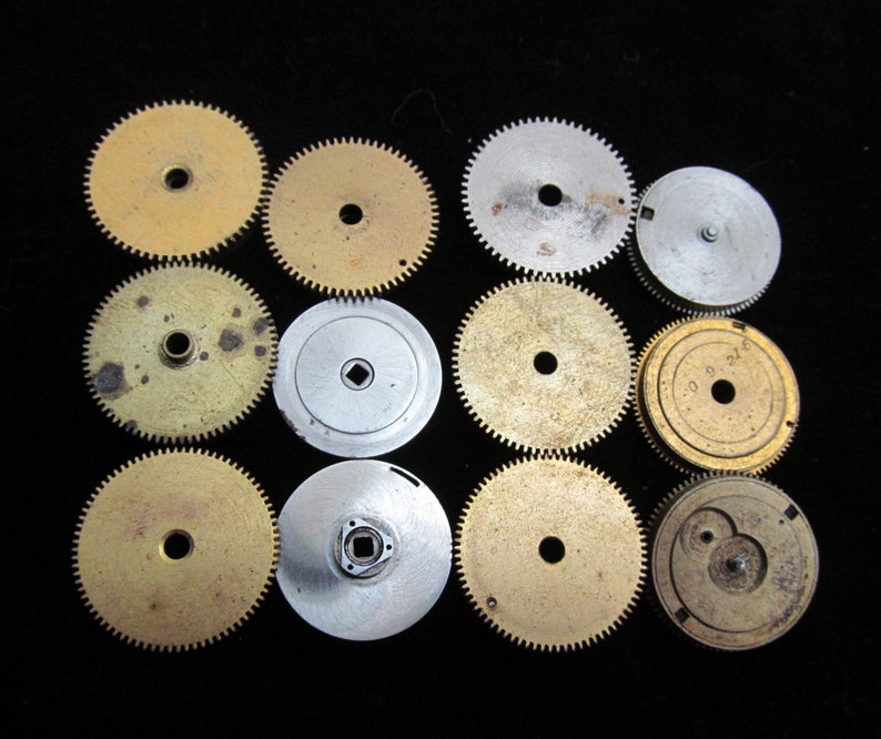 12 Antique Vintage Clock Watch Parts Cogs Gears Assemblage | Etsy