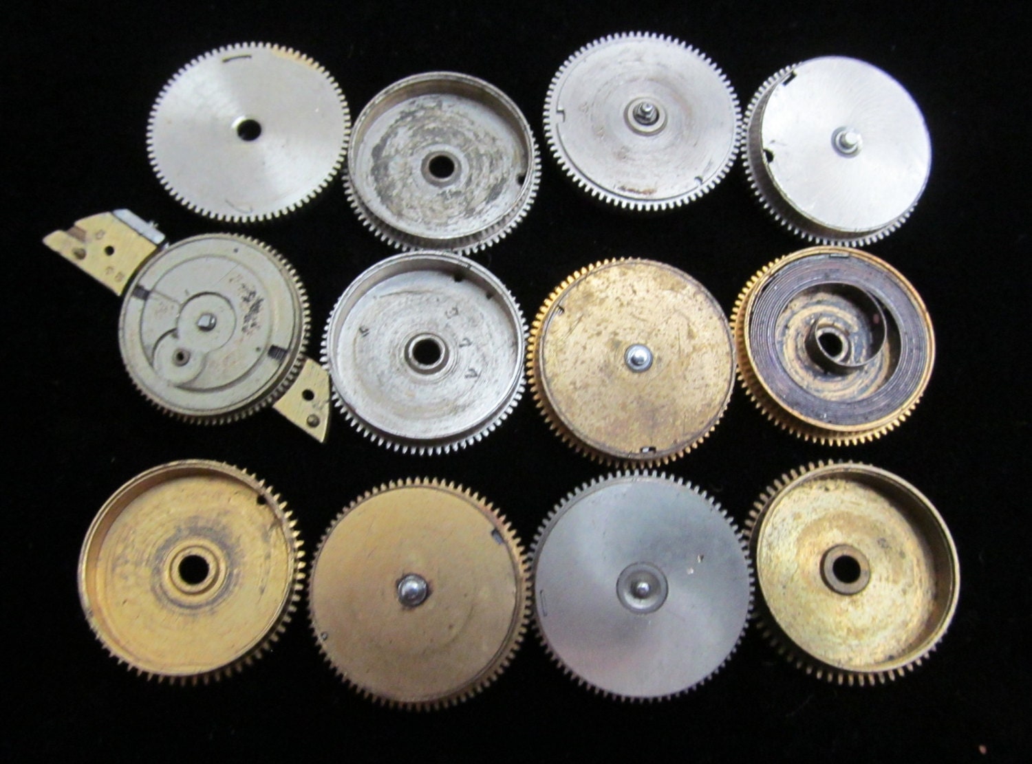 12 Antique Vintage Clock Watch Parts Cogs Gears Assemblage Steampunk ...