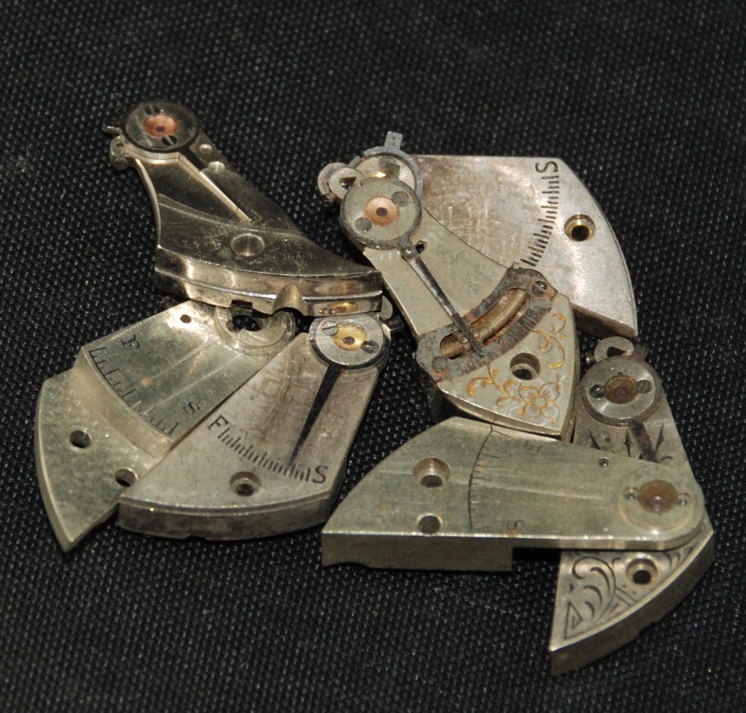 Antique Vintage Steampunk Clock Parts Pocket Watch Balance Cocks ...