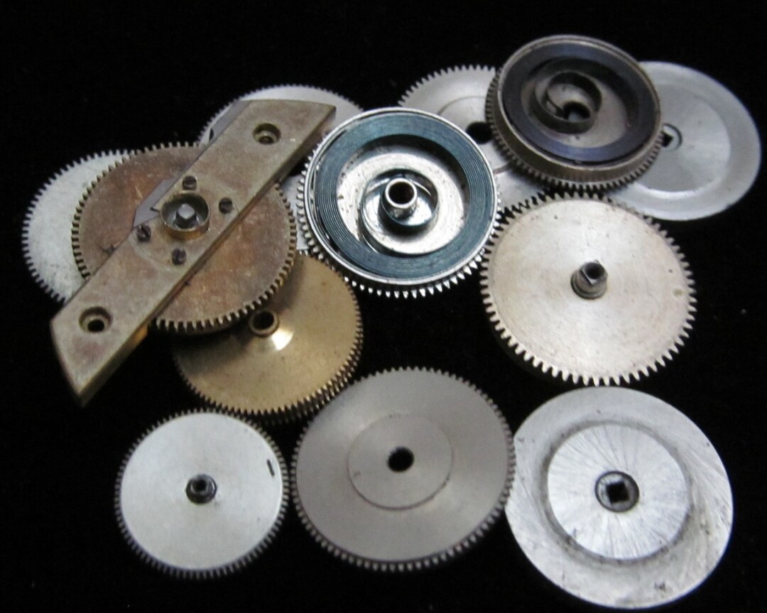 12 Antique Vintage Clock Watch Parts Cogs Gears Assemblage Steampunk ...