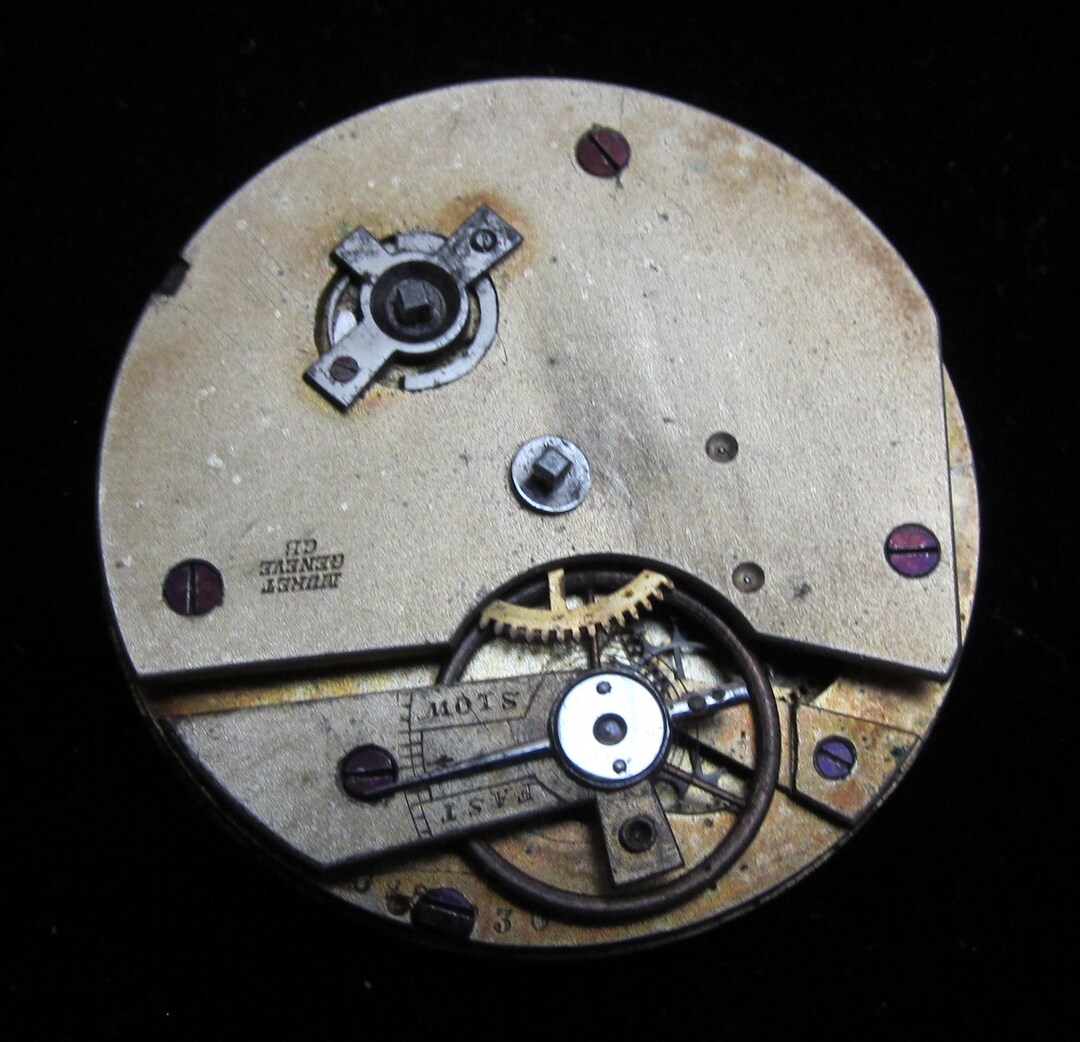 Gorgeous Vintage Antique Pocket Watch Movement Porcelain Dial Face ...