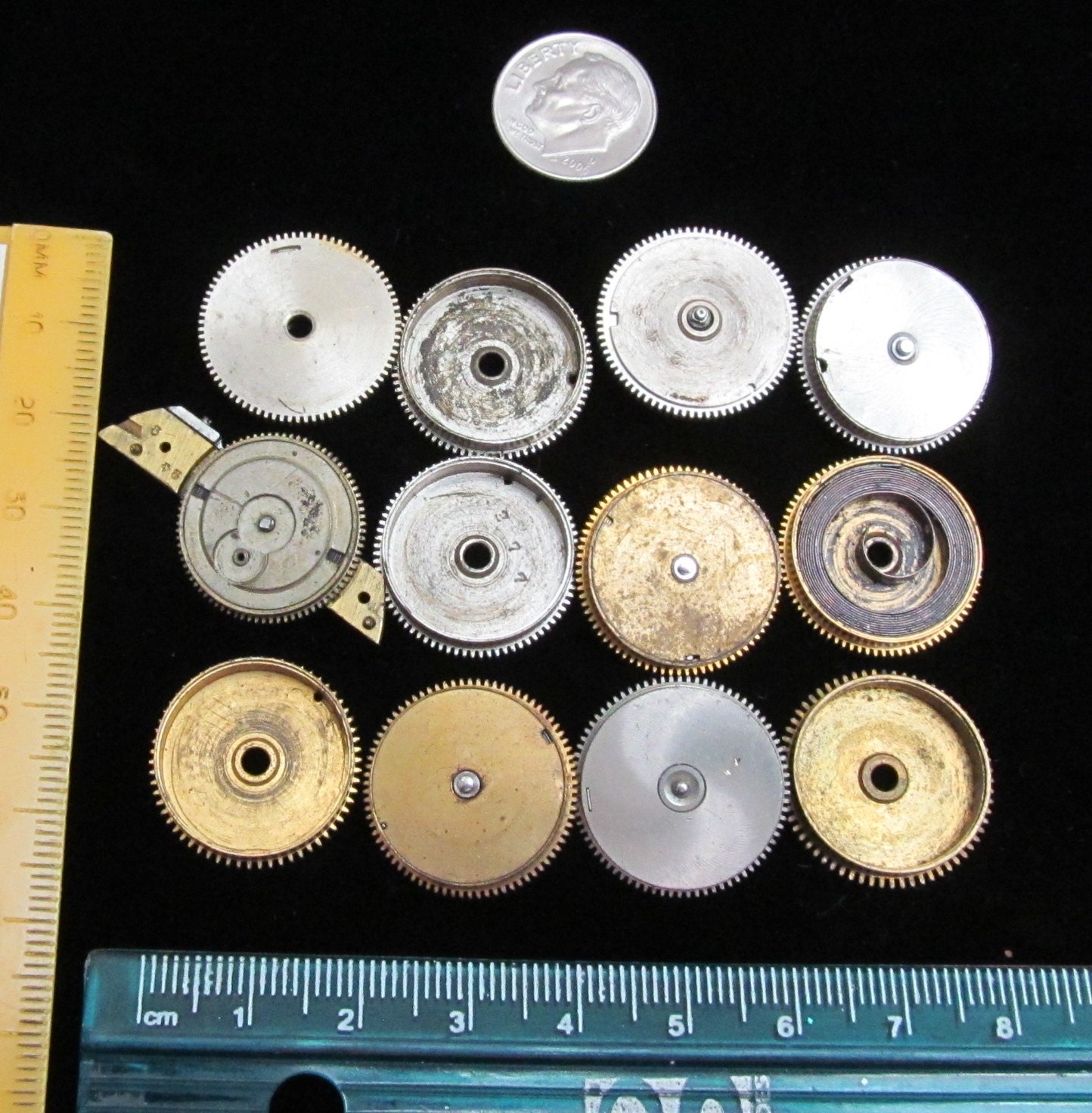 12 Antique Vintage Clock Watch Parts Cogs Gears Assemblage Steampunk ...