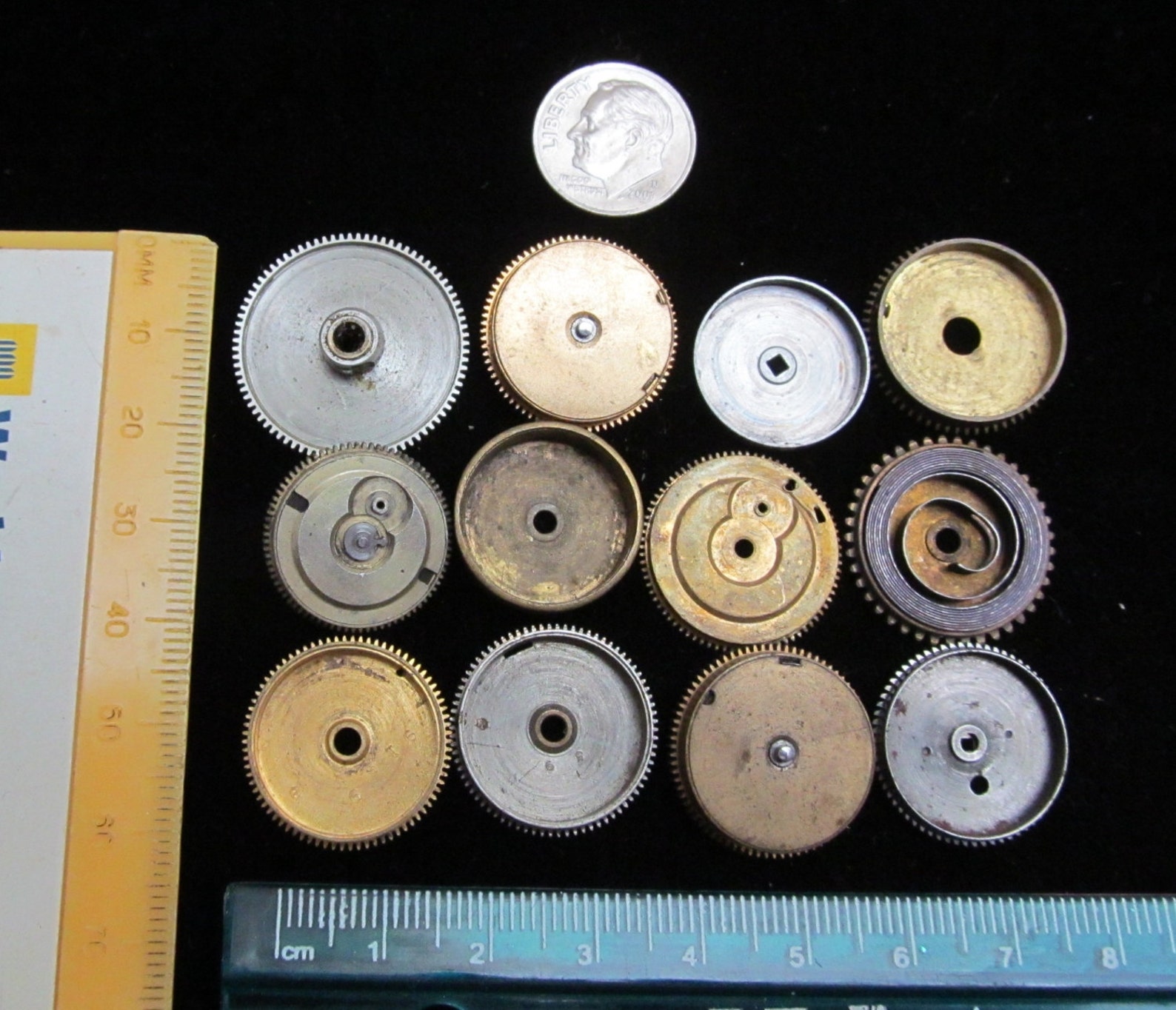 12 Antique Vintage Clock Watch Parts Cogs Gears Assemblage Steampunk ...