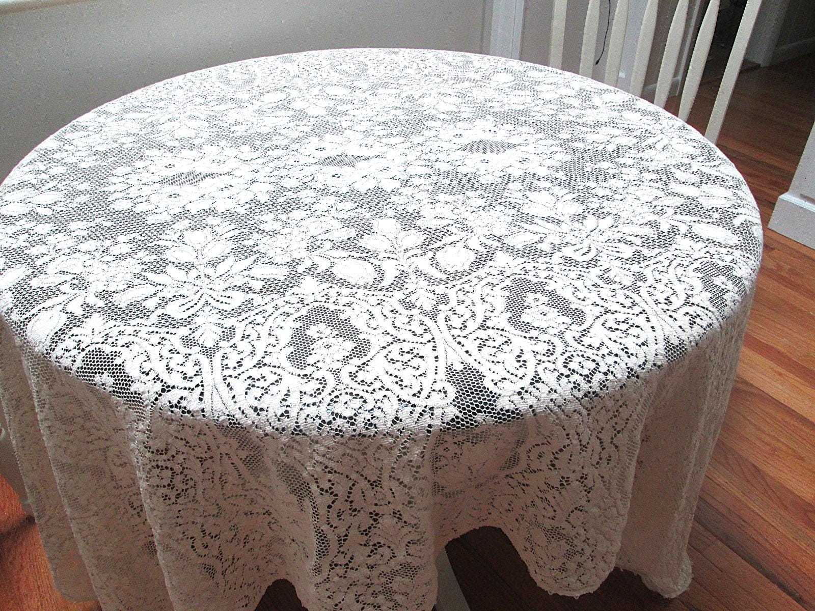 Vintage Quaker Lace Tablecloth Ivory Table Linens Creamy White Dining ...