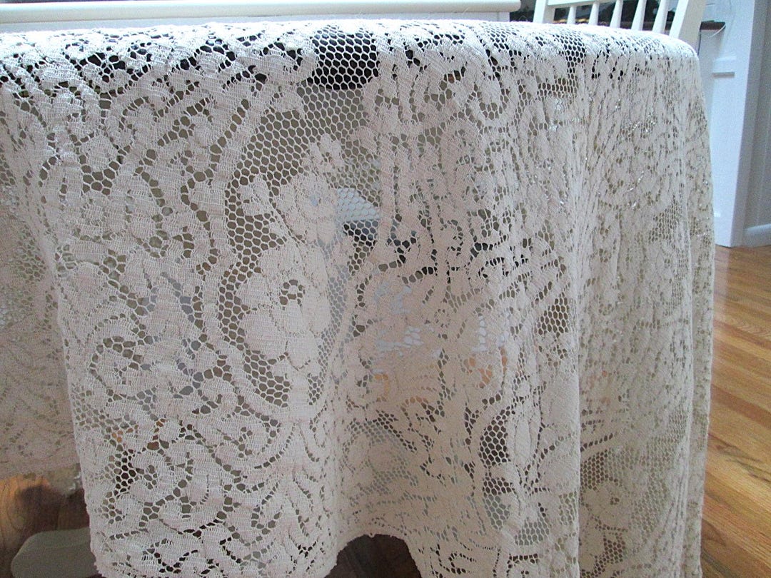Vintage Quaker Lace Tablecloth Ivory Table Linens Creamy White Dining ...