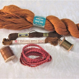 Vintage Destash Inspiration Kit Brown Sewing Supplies Haberdashery Lot ...