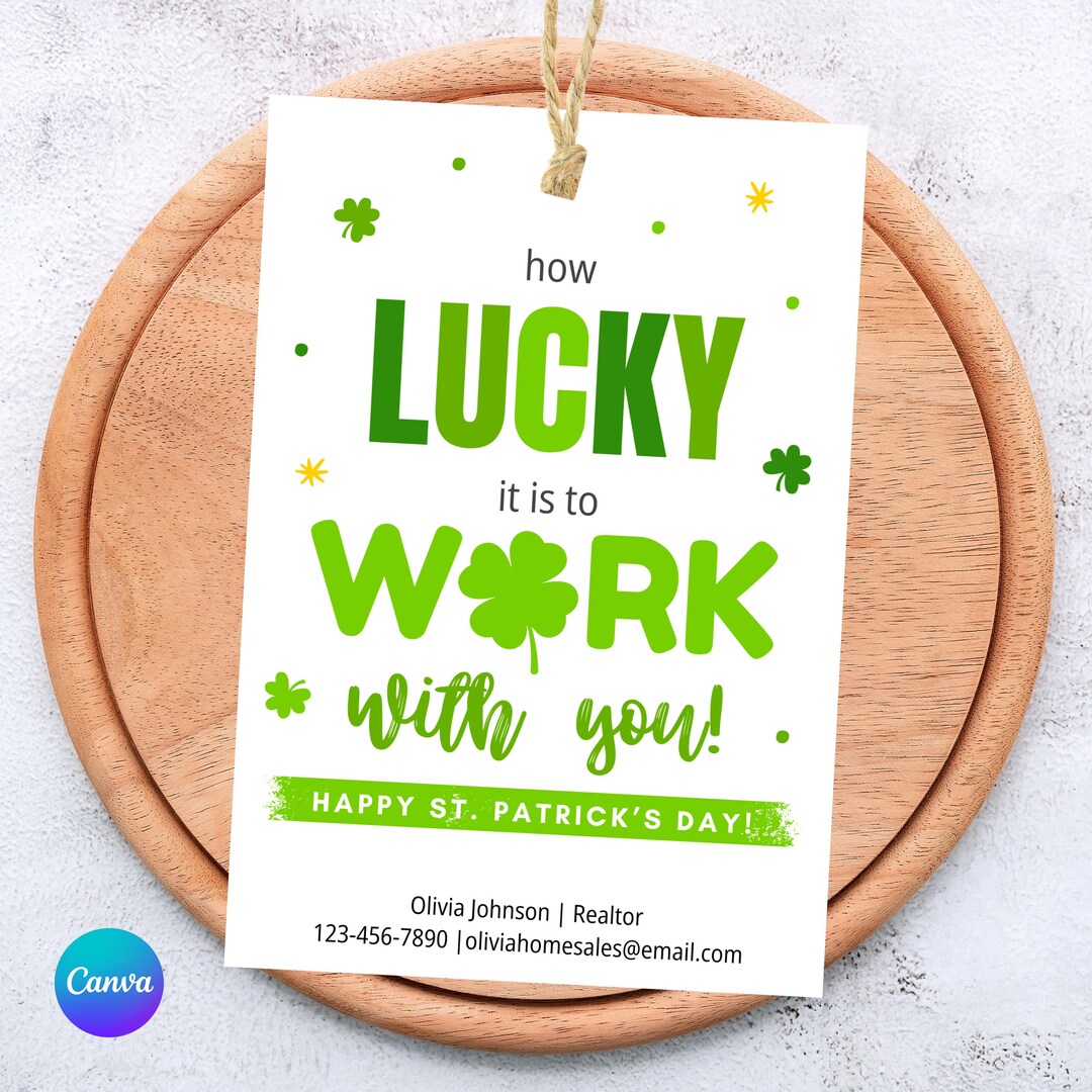St Patricks Day Gift Tag Lucky to Work With You Party Favor Pop by ...