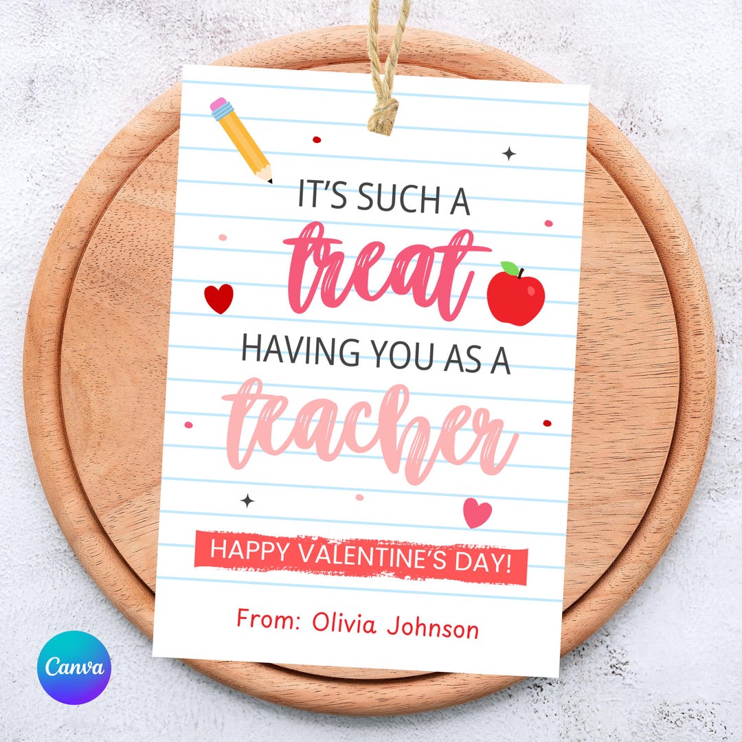 Valentine Gift Tag School Party Favor Teacher Pop by Canva Template ...