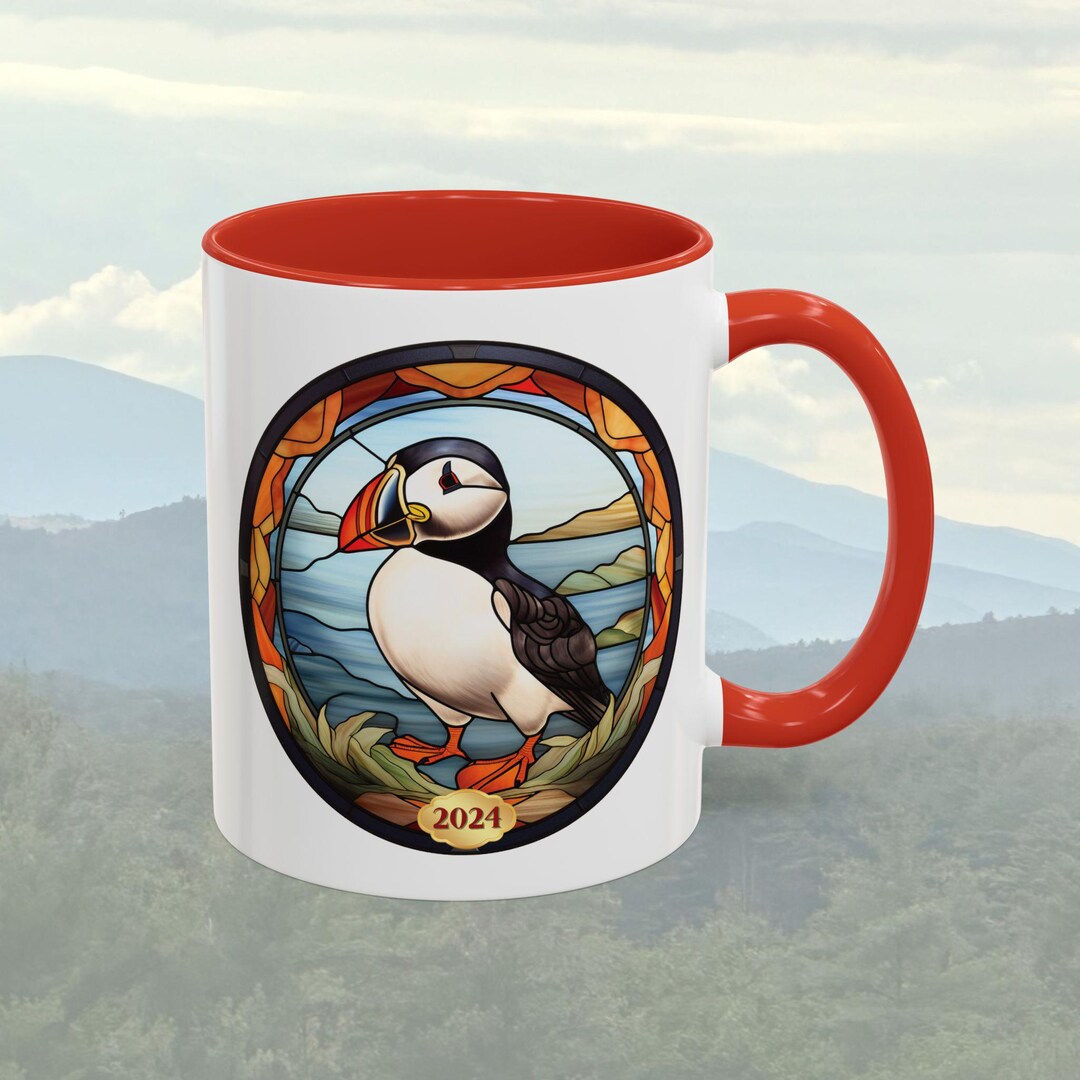 Puffin Mug Stained Glass Art Design 11oz, 15oz, Nature Lover Gift ...
