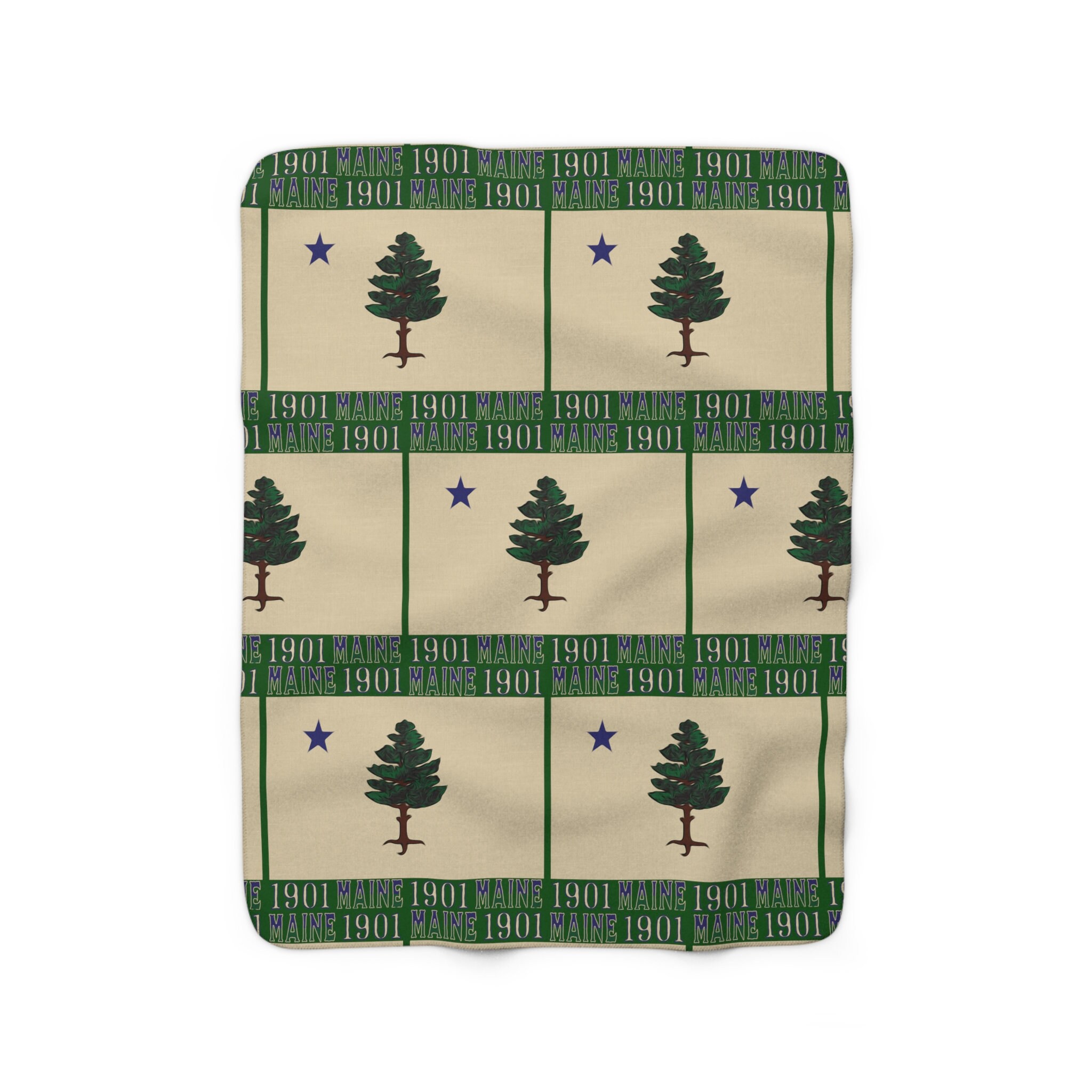 Maine State Pine Tree Historic Vintage Flag 1901 Sherpa Fleece Blanket ...