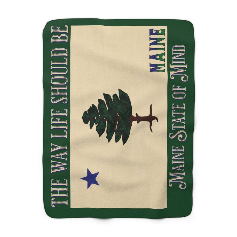 Maine State Pine Tree Historic Vintage Flag 1901 Cozy Sherpa Blanket ...