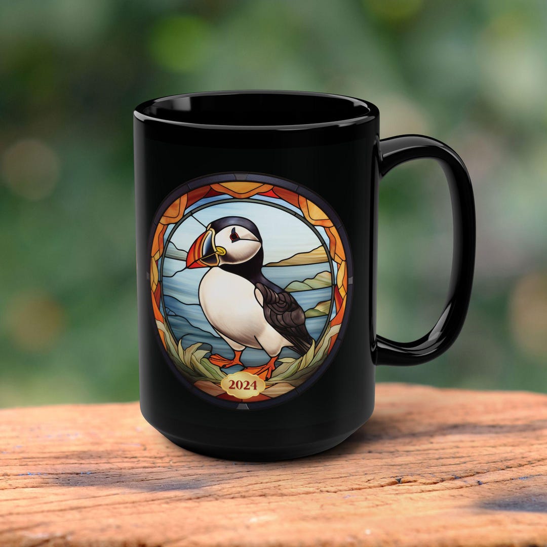 Atlantic Puffin Black Mug, 15oz, Perfect Gift for Nature Lovers With ...