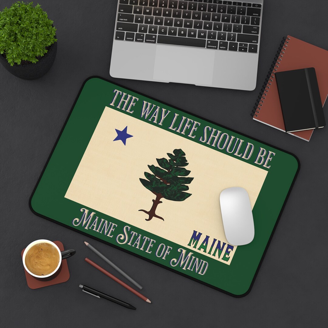 Maine Historic Pine Tree Vintage Flag 1901 Desk Mat, Maine Housewarming ...