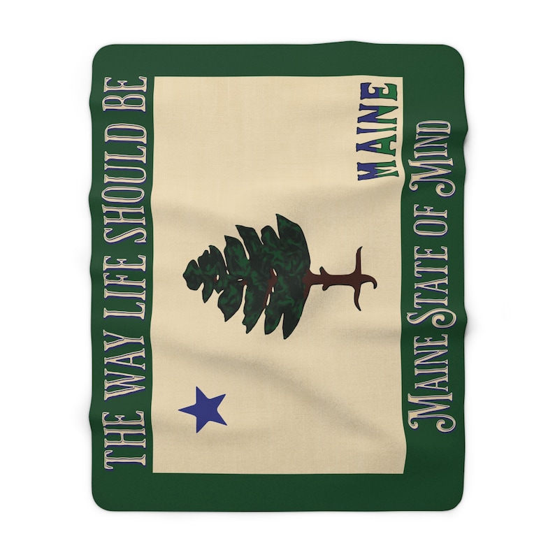 Maine State Pine Tree Historic Vintage Flag 1901 Cozy Sherpa Blanket ...