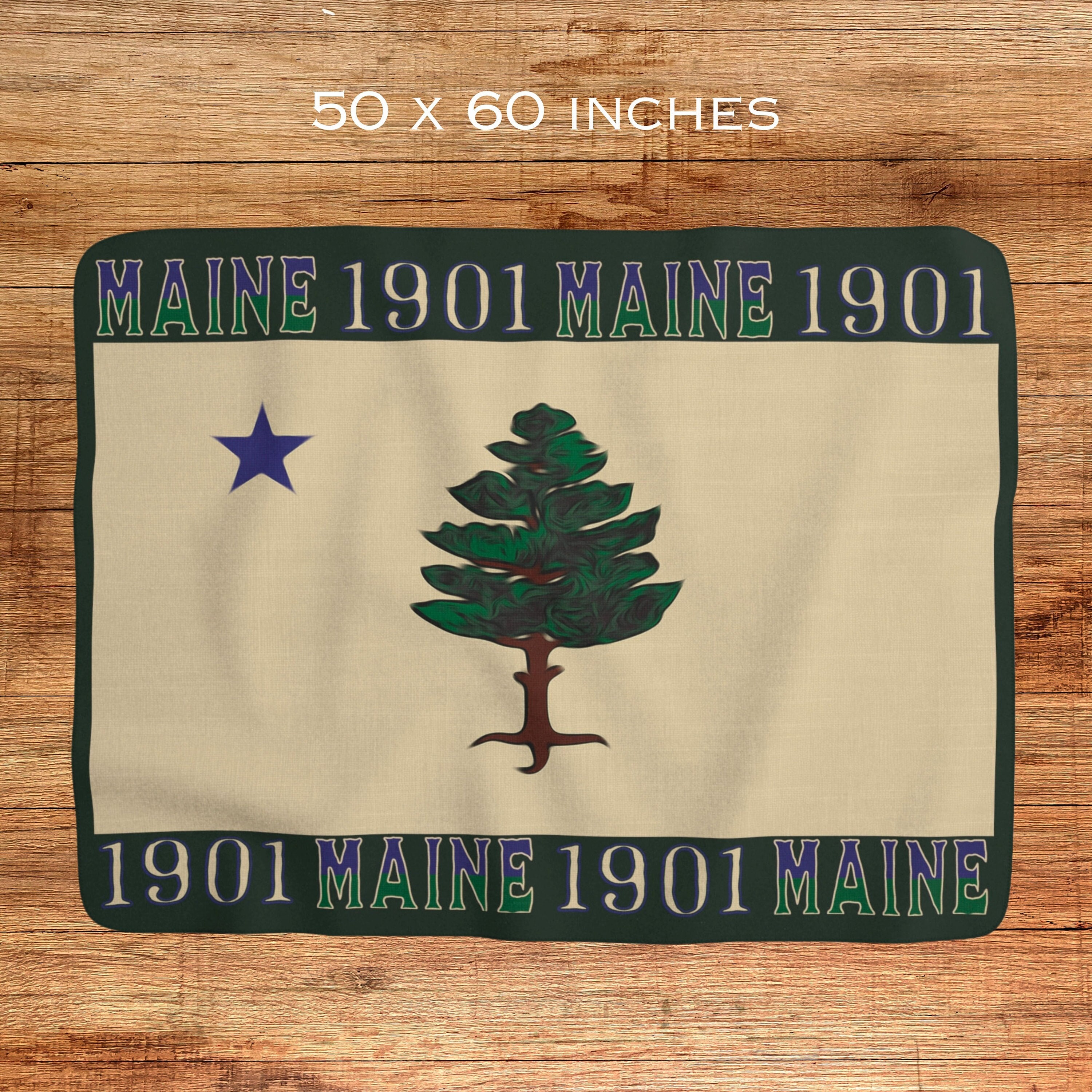 Maine State Pine Tree Historic Vintage Flag 1901 Cozy Sherpa Blanket ...