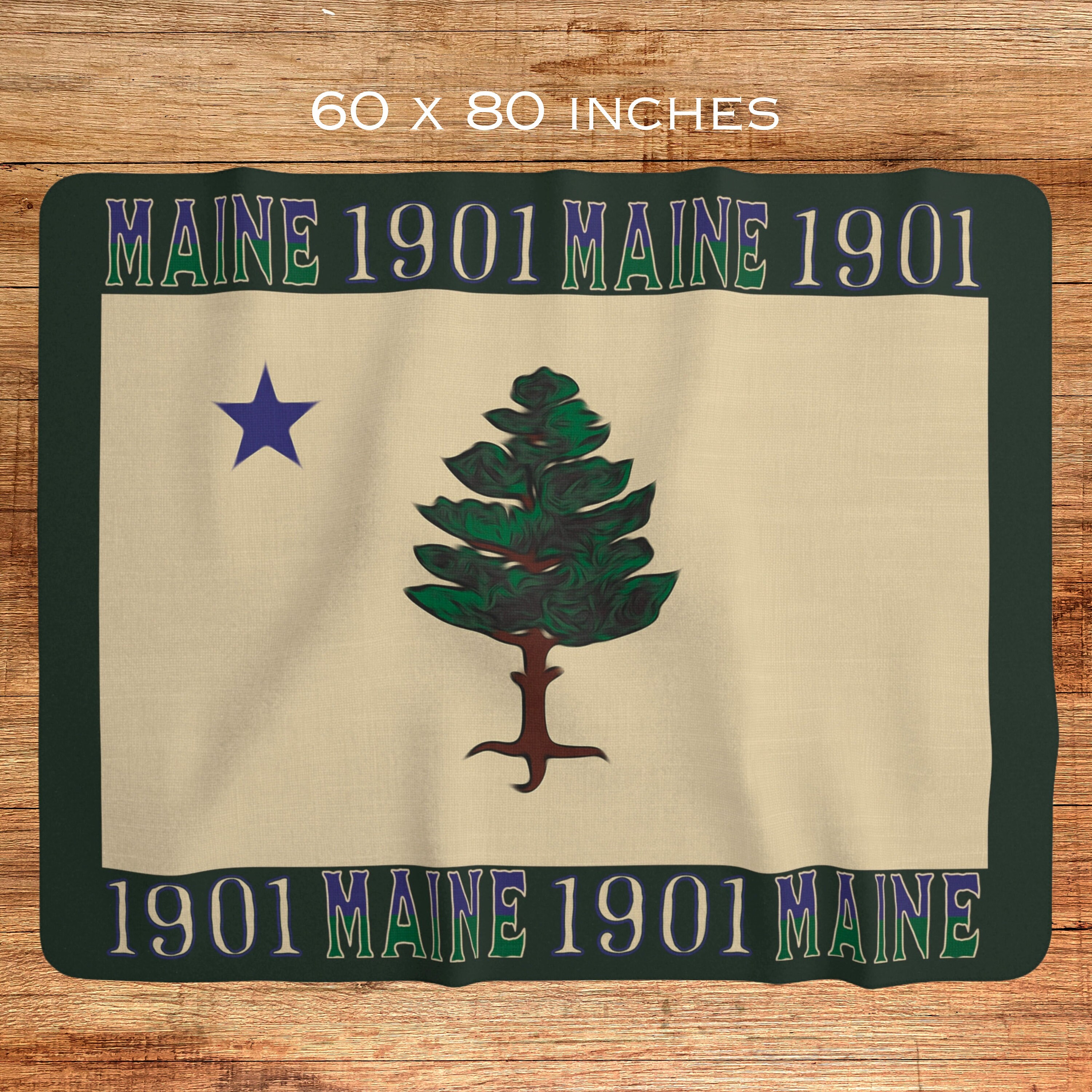 Maine State Pine Tree Historic Vintage Flag 1901 Cozy Sherpa Blanket ...