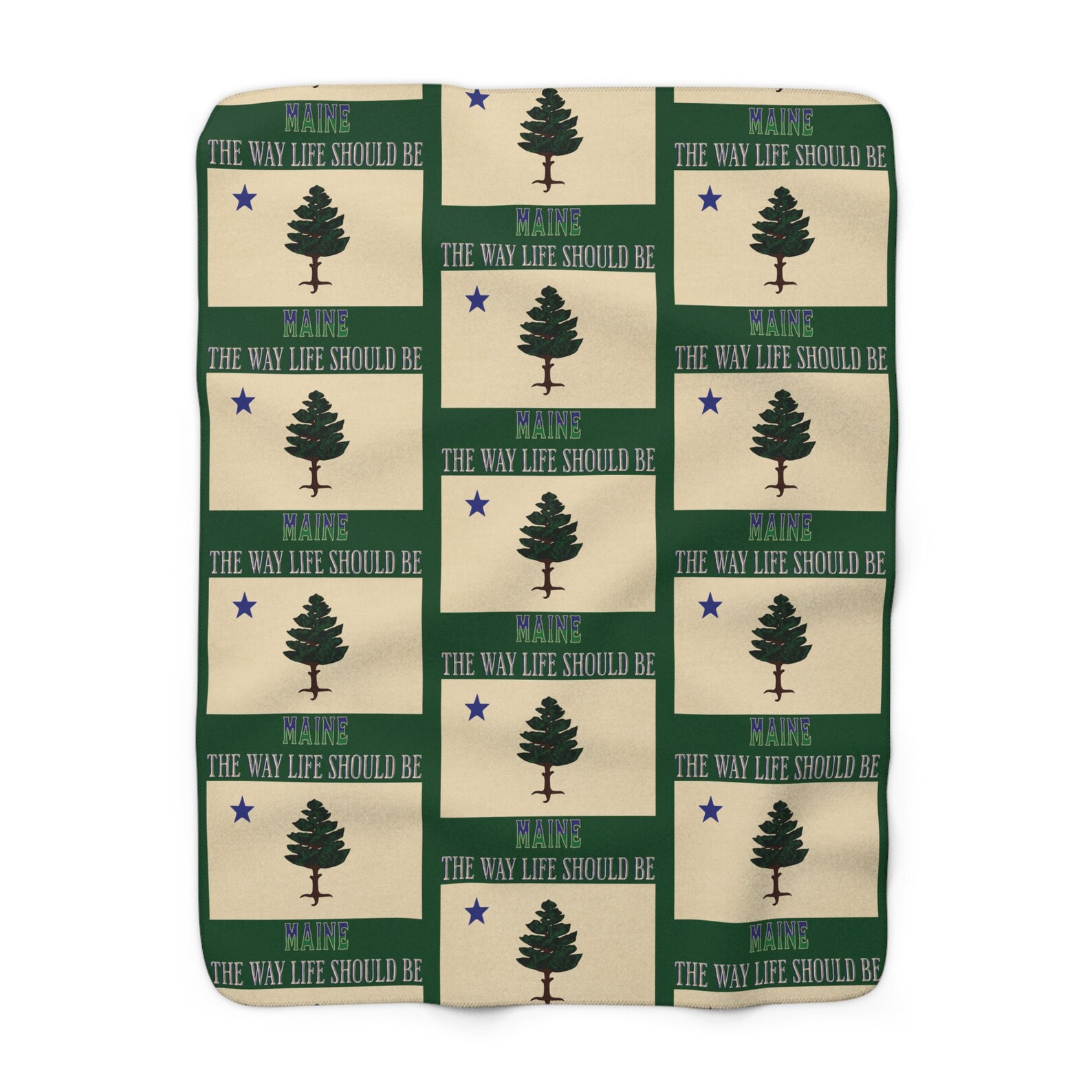 Maine State Pine Tree Historic Vintage Flag 1901 Cozy Sherpa Blanket ...