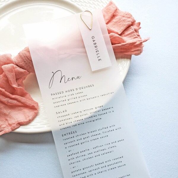 Custom Name Wedding Menu - Etsy