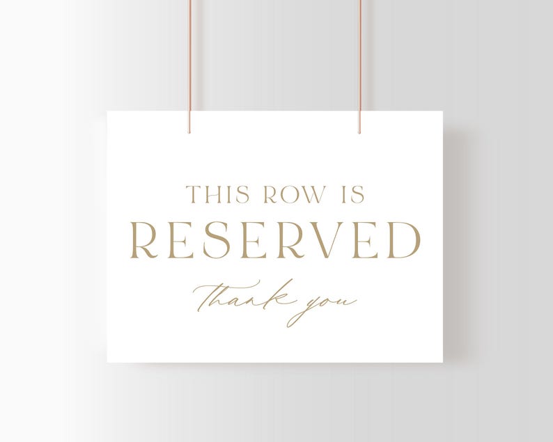 Simple Script Reserved Row Wedding Sign (digital Download) - Etsy