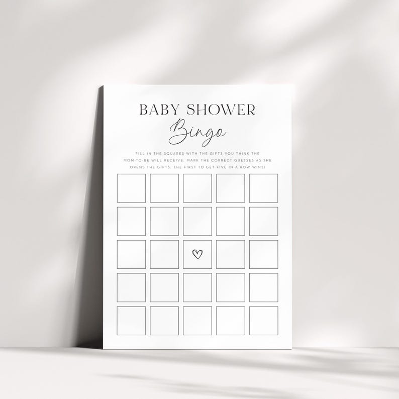Modern Baby Shower Bingo Game: Printable DIY Cards (PDF Download) - Etsy