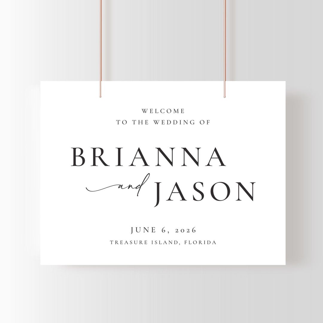 Wedding Welcome Sign Template: Minimalist Black Calligraphy Sign ...