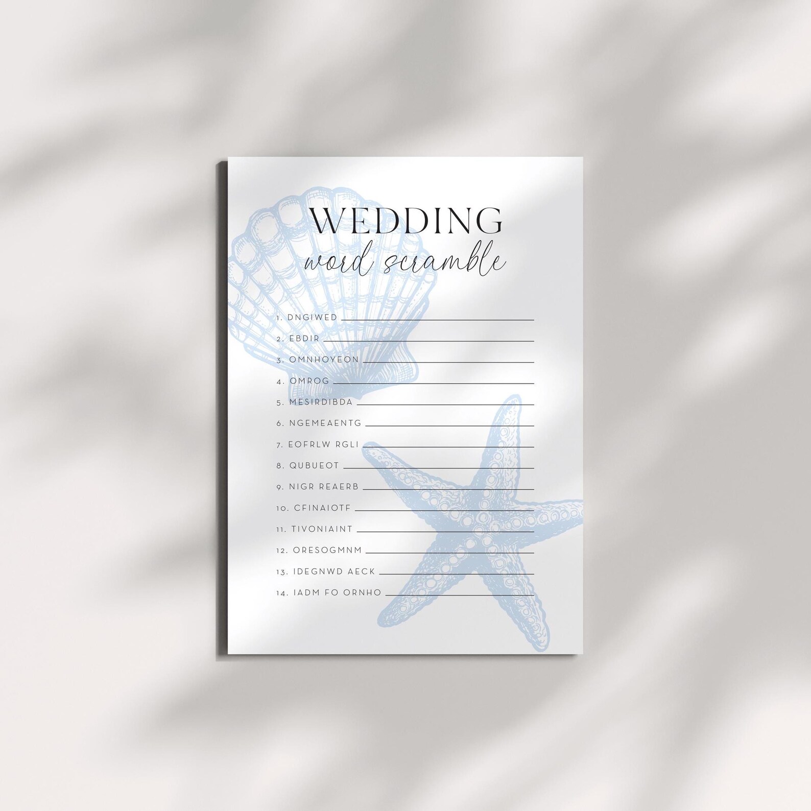 Beach Wedding Word Scramble Game: Bridal Shower Activity (printable PDF ...