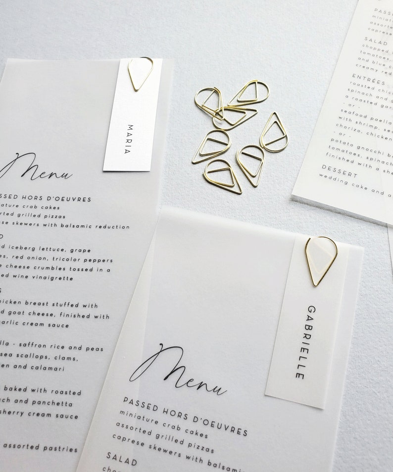 Clear Wedding Menus With Name Card and Clip Custom Printed - Etsy