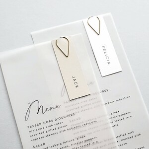 Clear Wedding Menus With Name Card and Clip - Custom Printed Modern ...